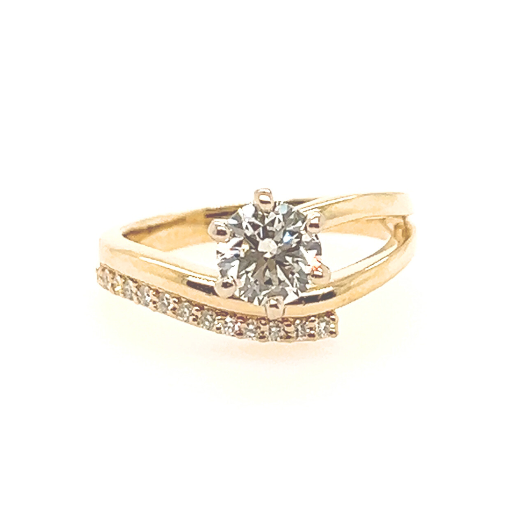 14K Yellow Gold Diamond Engagement Ring with 1 CT LAB Center ...