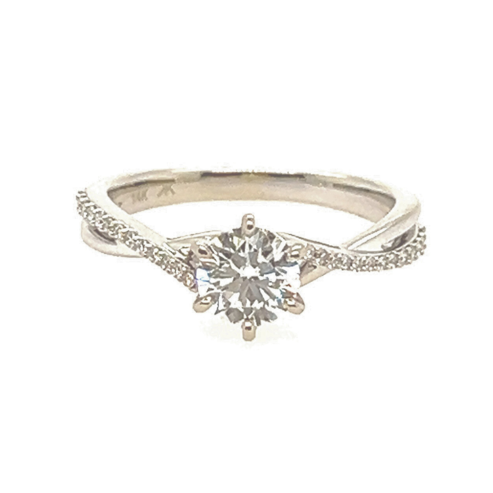 14K White Gold Twist Diamond Engagement Ring with .75 CT LAB Center ...